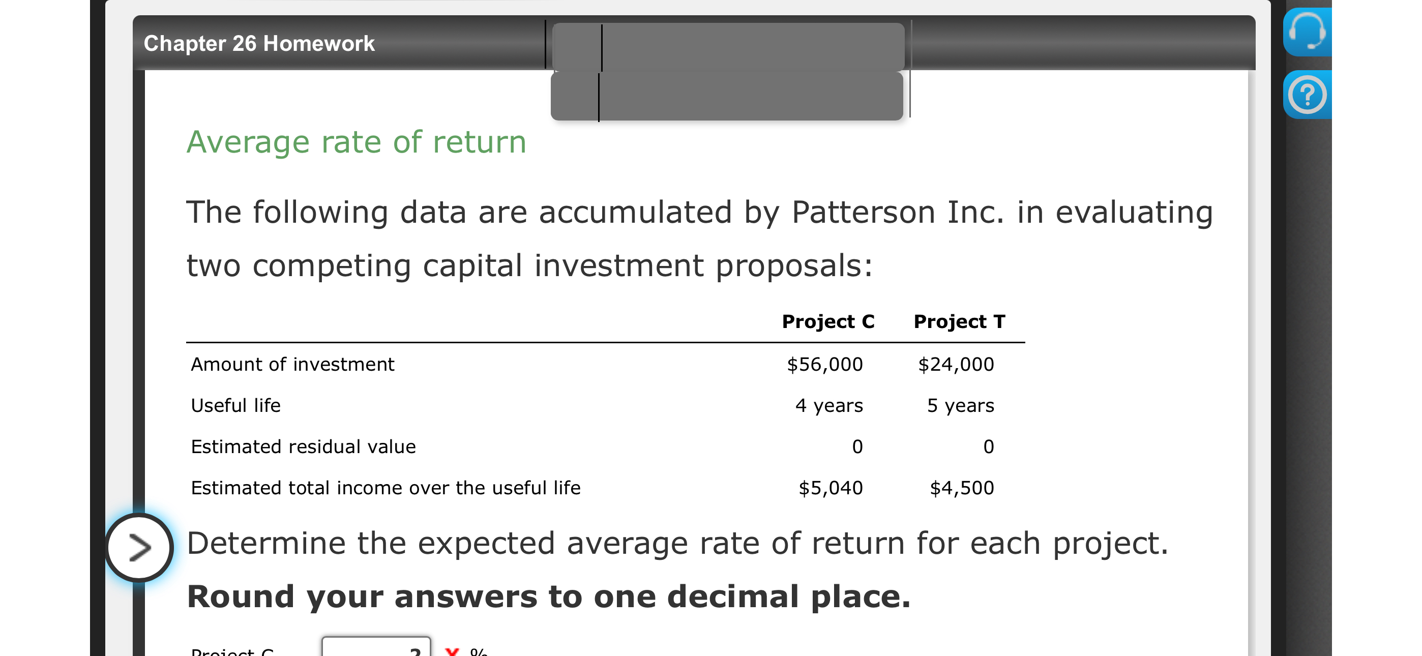 Solved Chapter 26 ﻿HomeworkAverage rate of returnThe | Chegg.com