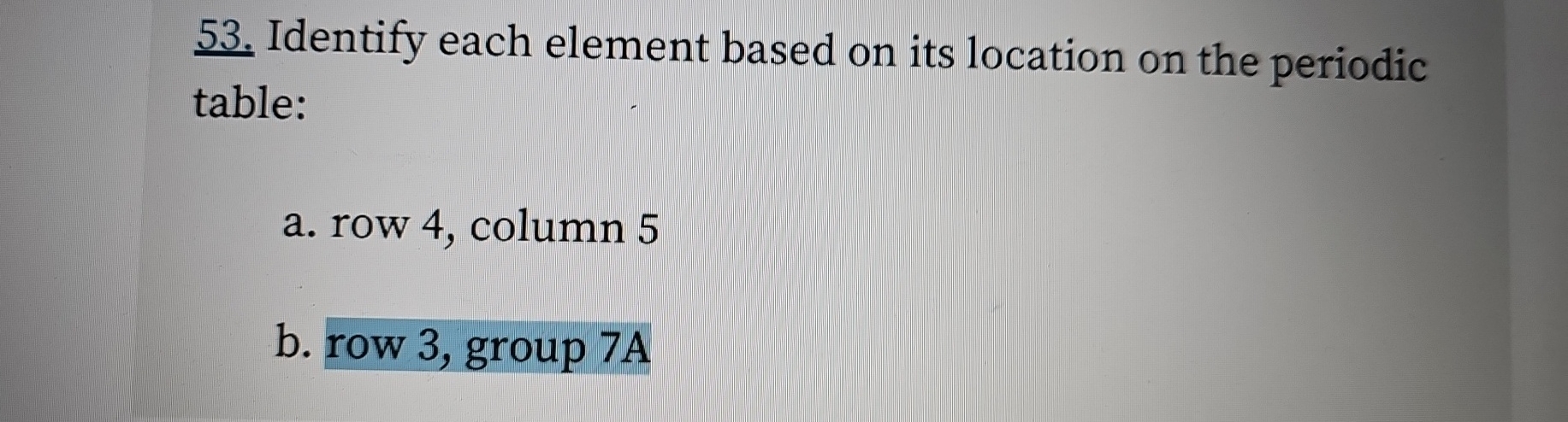 Solved Identify each element based on its location on the | Chegg.com