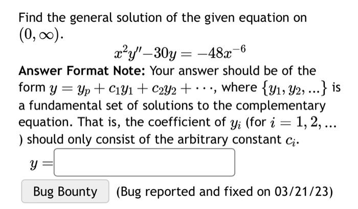 Solved Find the general solution of the given equation on | Chegg.com