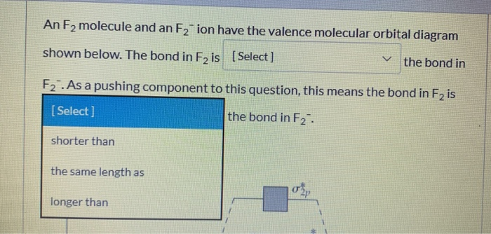 Solved An F2 molecule and an F2 ion have the valence | Chegg.com