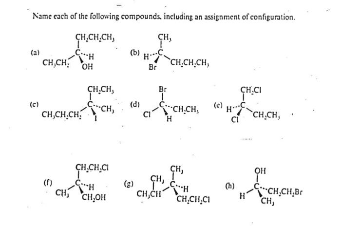 Solved Name each of the following compounds, including an | Chegg.com