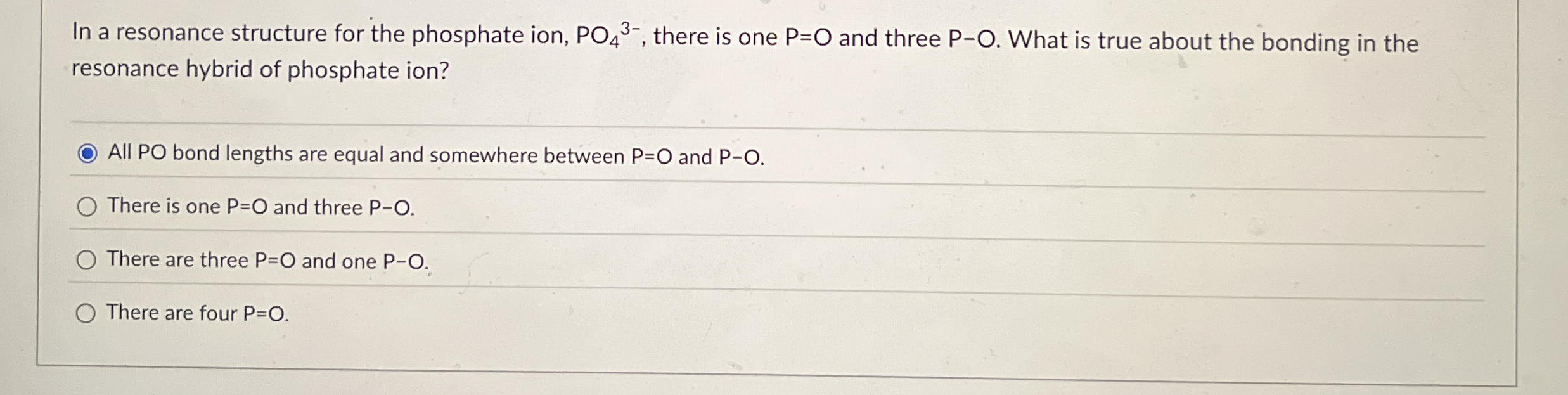 High Quality SOLUTION In a resonance structure for the phosphate ion, | Chegg.com