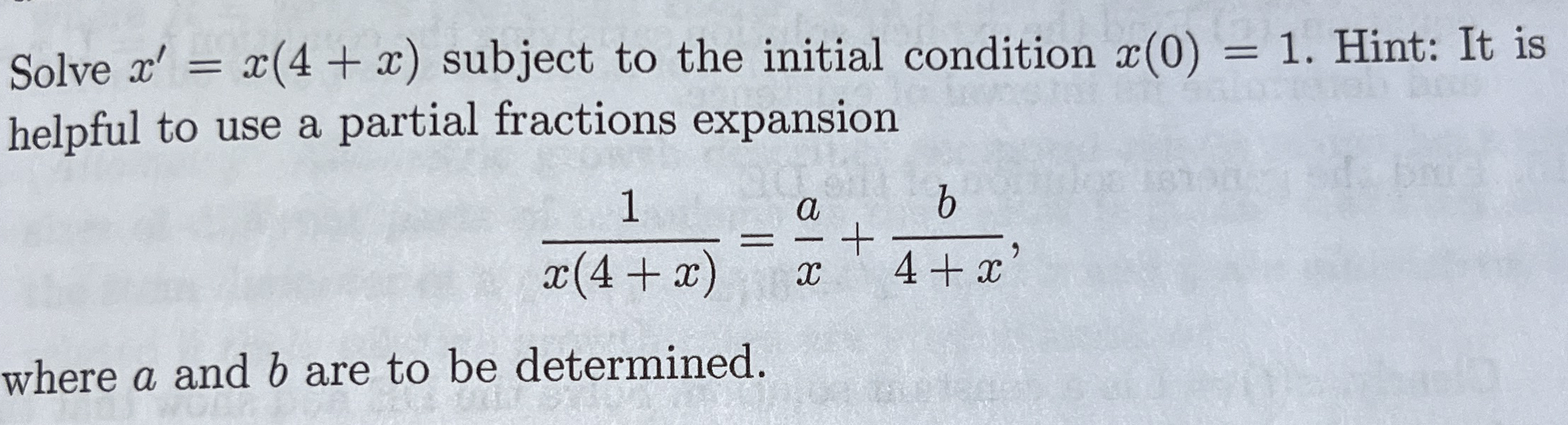 Solved Solve x'=x(4+x) ﻿subject to the initial condition | Chegg.com