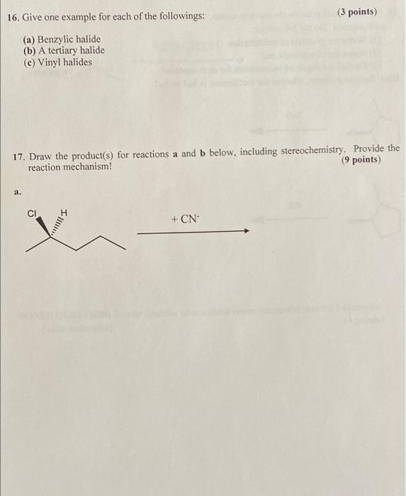 Solved 16. Give one example for each of the followings: (3 | Chegg.com