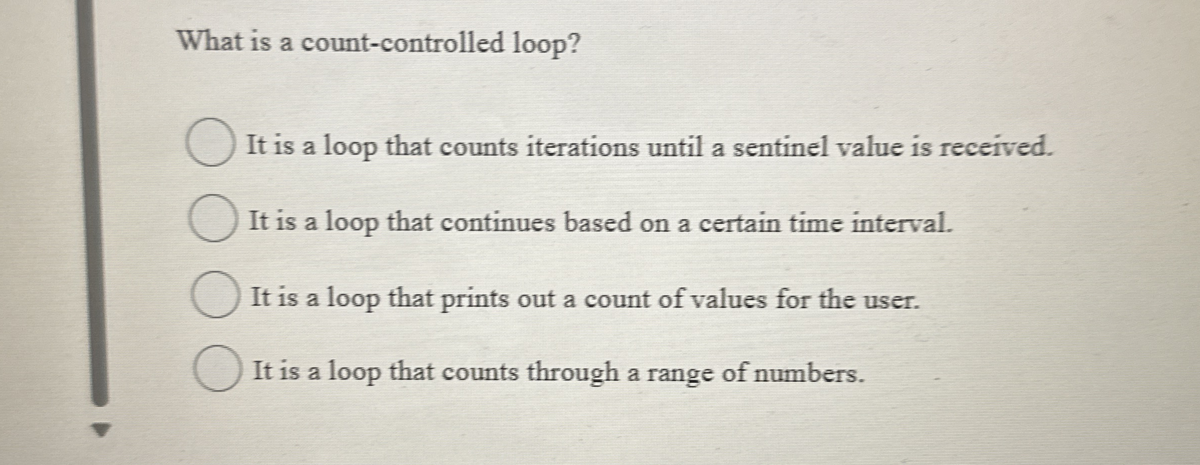 Solved What is a count-controlled loop?It is a loop that | Chegg.com