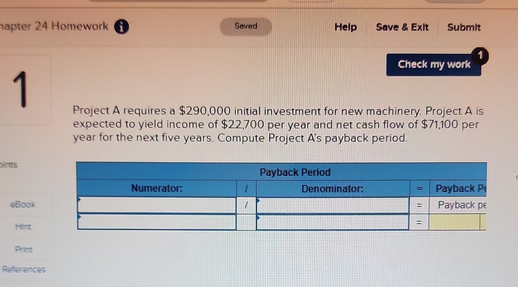 Solved Project A requires a $290,000 initial investment for | Chegg.com