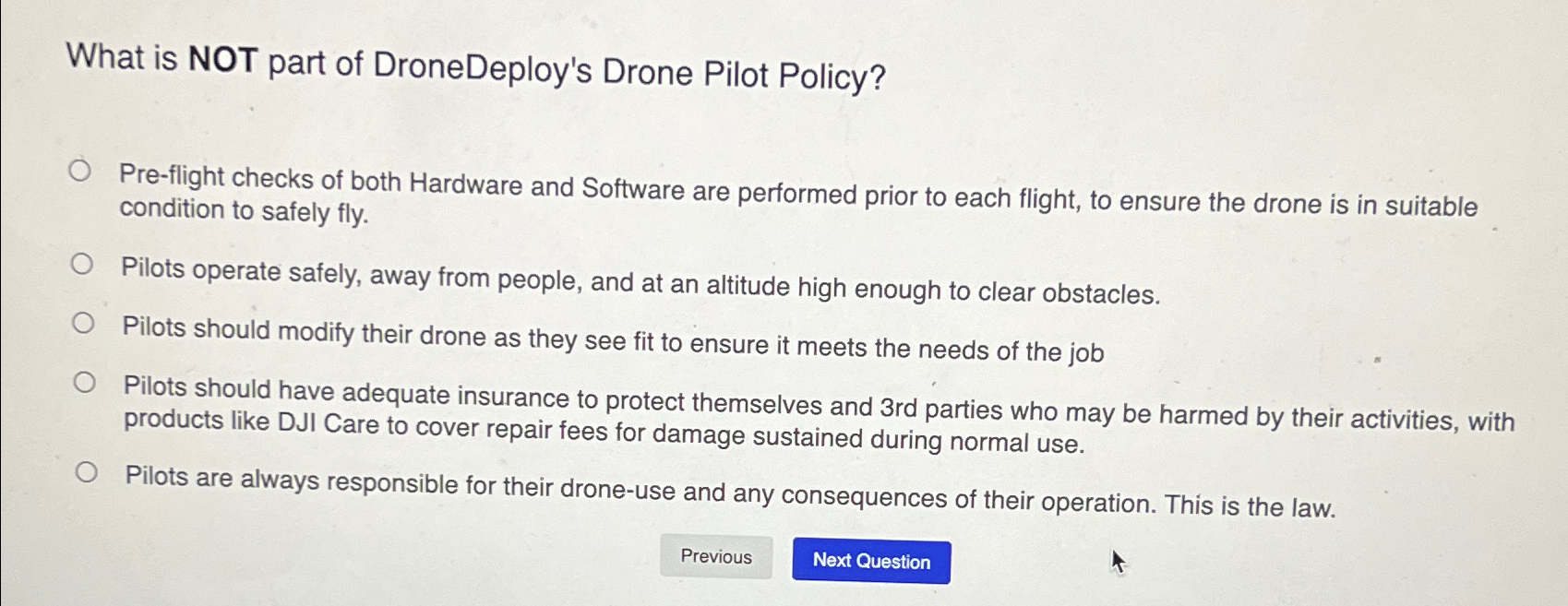 Solved What is NOT part of DroneDeploy's Drone Pilot | Chegg.com