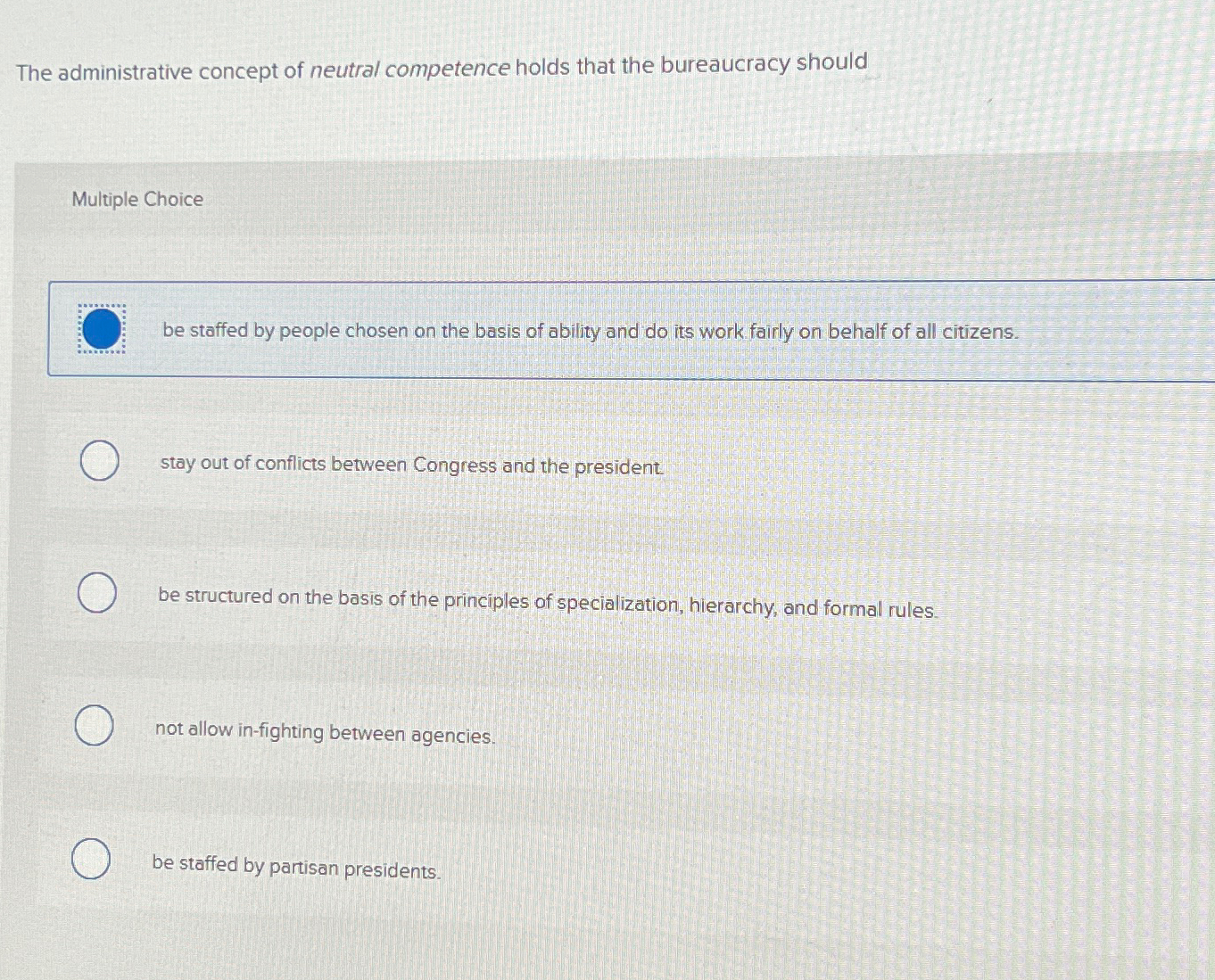 Solved The administrative concept of neutral competence | Chegg.com