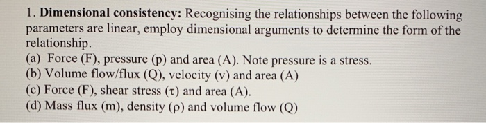 Solved 1. Dimensional consistency: Recognising the | Chegg.com