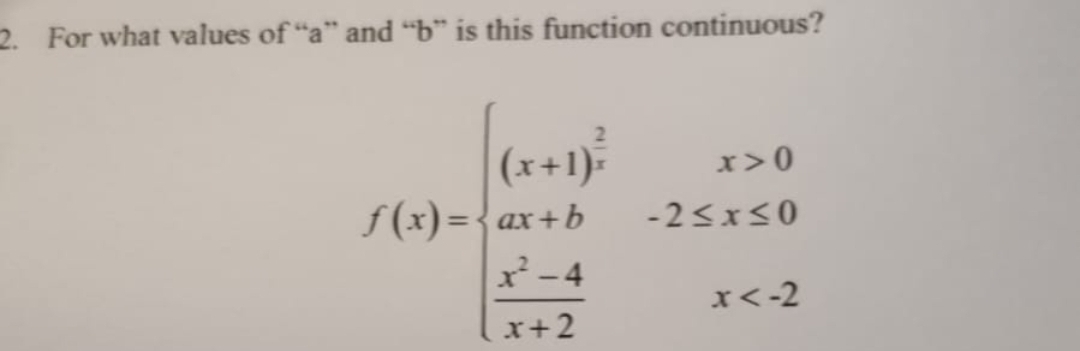 Solved For what values of " a " ﻿and " b " ﻿is this function | Chegg.com