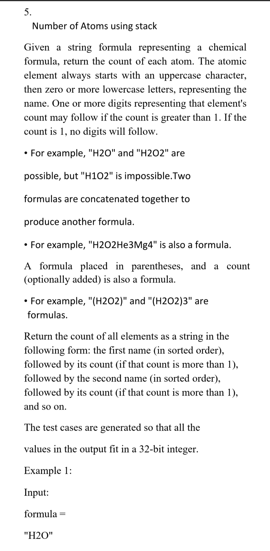 Solved 5 Number Of Atoms Using Stack Given A String Formula 7187