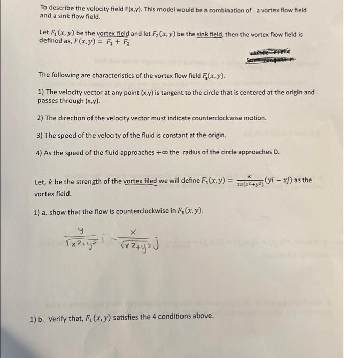 and a sink flow field. Let F1(x,y) be the vortex | Chegg.com