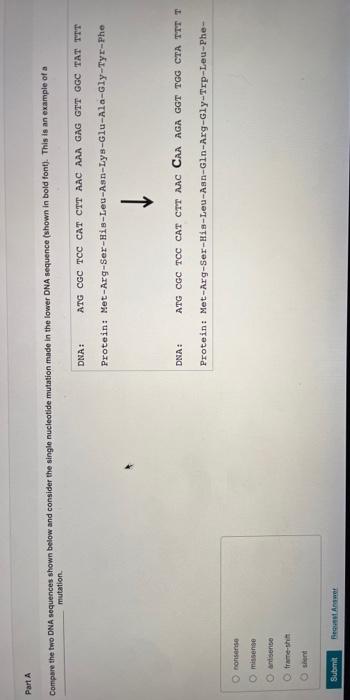 Solved Part A Compare the two DNA sequences shown below and | Chegg.com
