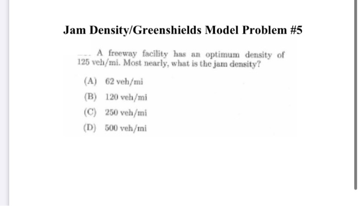Solved Jam Density/Greenshields Model Problem #5 A freeway | Chegg.com