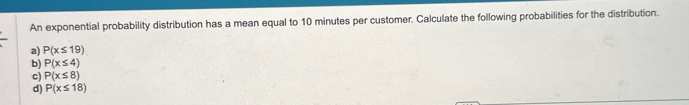 Solved An exponential probability distribution has a mean | Chegg.com