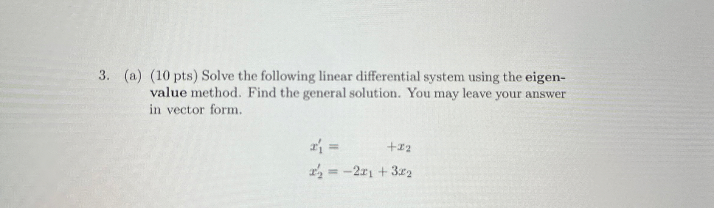 Solved (a) (10 ﻿pts) ﻿Solve the following linear | Chegg.com