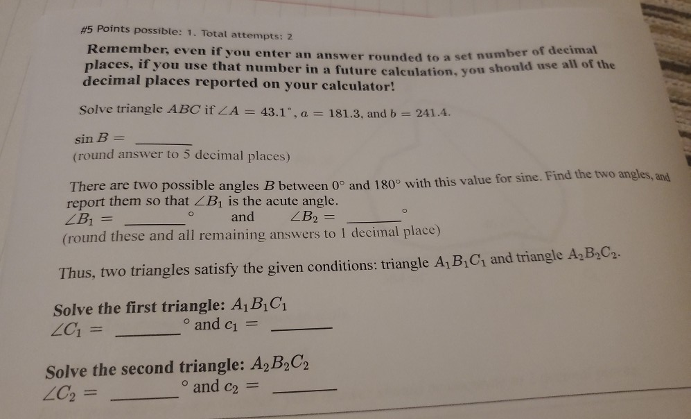 Solved #5 Points possible: 1. Total attempts: 2 Remember, | Chegg.com