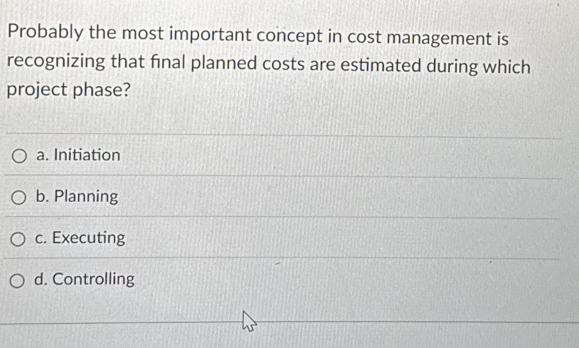 Solved Probably the most important concept in cost | Chegg.com