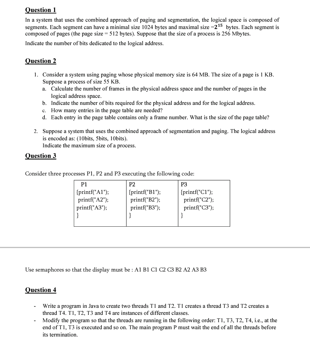 Solved Question 1 In a system that uses the combined | Chegg.com