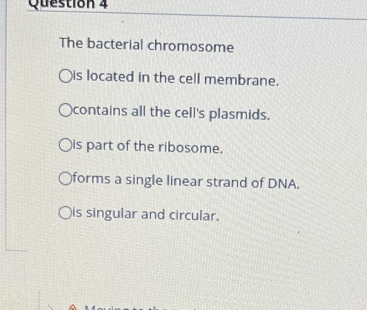 Solved The bacterial chromosomeis located in the cell | Chegg.com