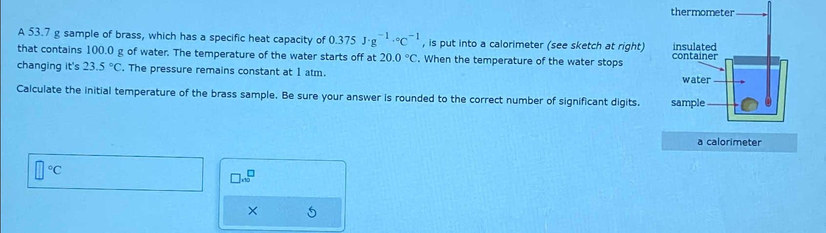 Solved A 53.7g ﻿sample of brass, which has a specific heat | Chegg.com