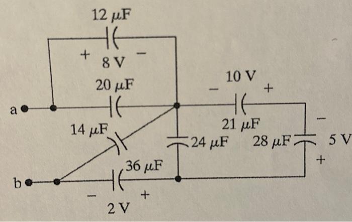 Solved find equivalent capacitence and equivalent voltage | Chegg.com