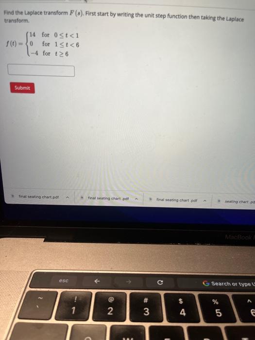 Solved Find the Laplace transform F(s). First start by | Chegg.com