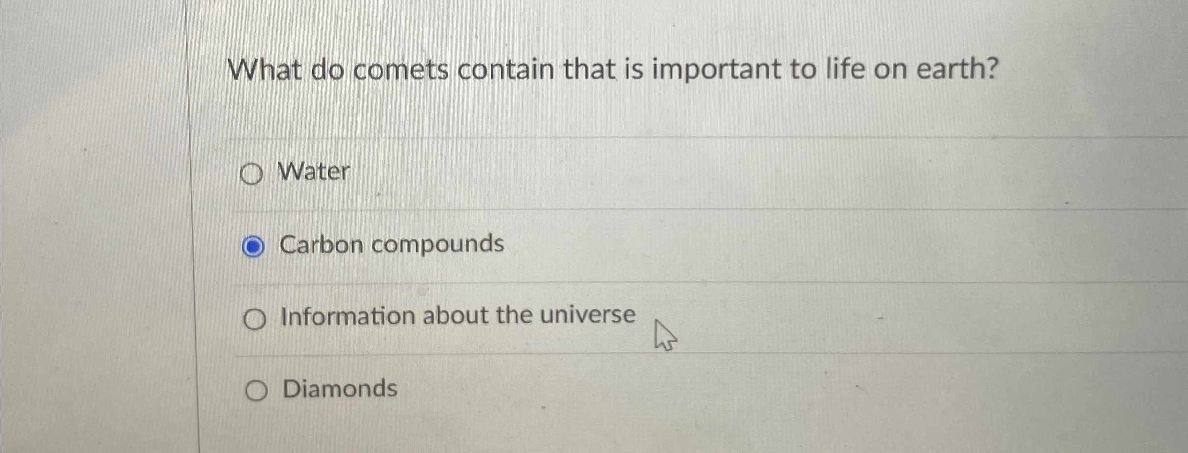 Solved What do comets contain that is important to life on | Chegg.com