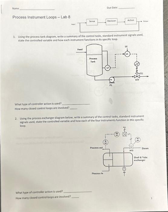 Solved Process Instrument Loops - Lab \& 1. Using the | Chegg.com