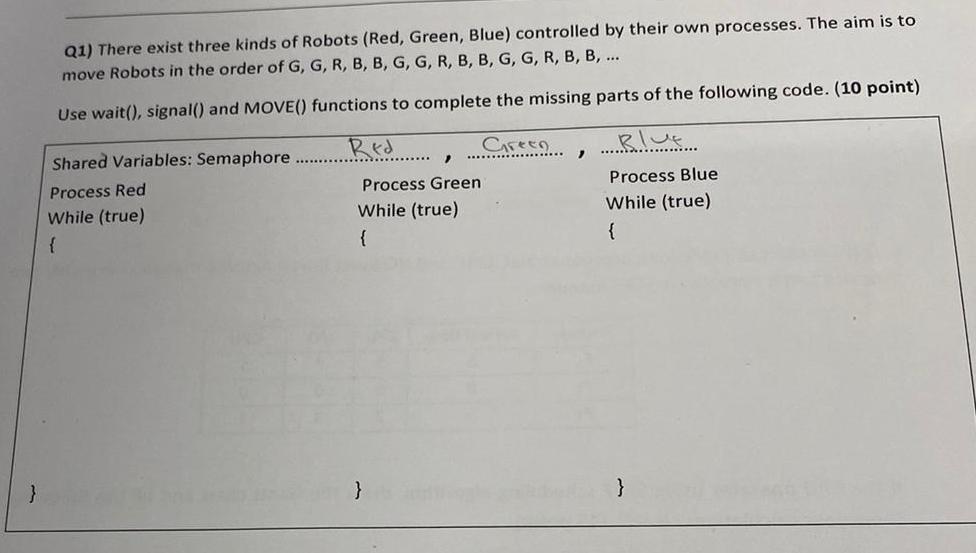 Solved Q1) ﻿There exist three kinds of Robots (Red, ﻿Green, | Chegg.com