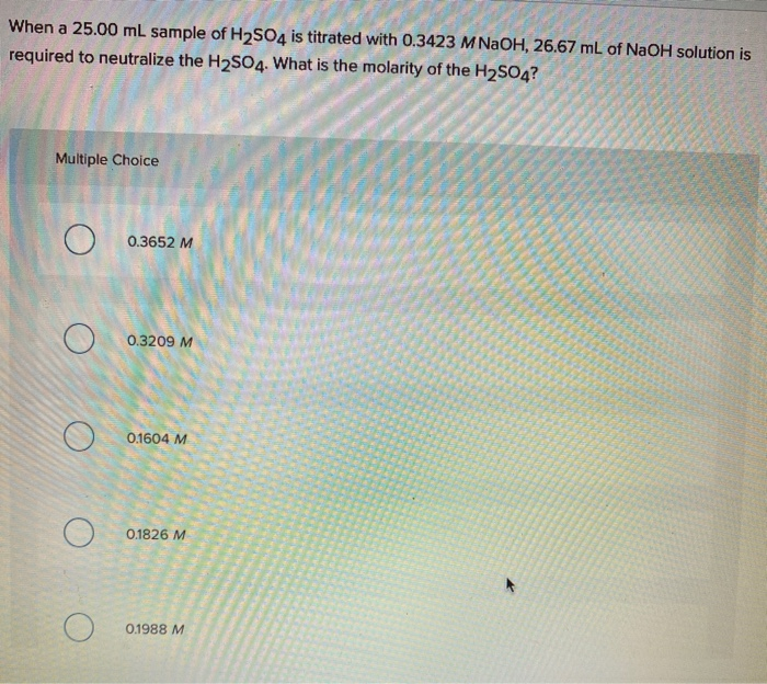 Solved When a 25.00 mL sample of H2SO4 is titrated with | Chegg.com
