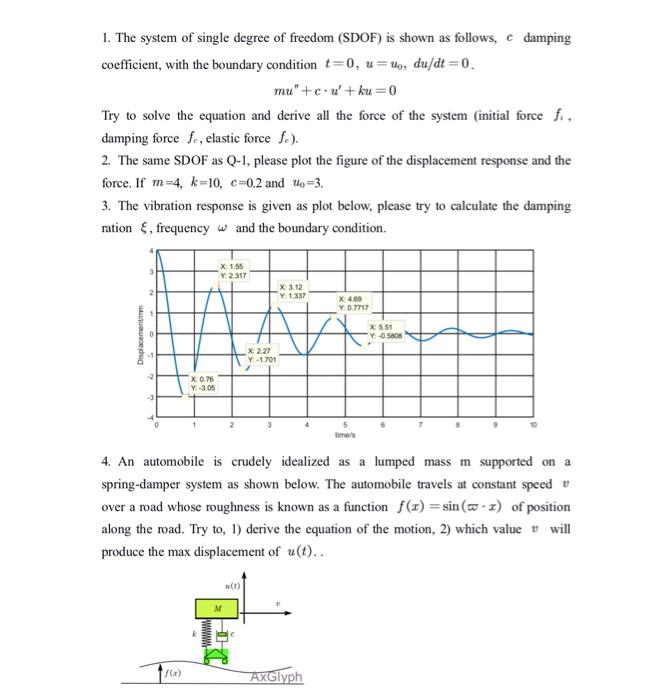 1. The system of single degree of freedom (SDOF) is | Chegg.com