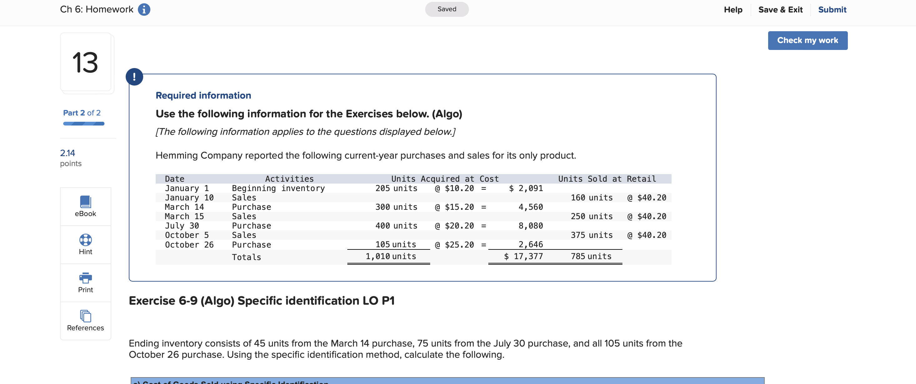 Solved Ending inventory consists of 45 ﻿units from the March | Chegg.com