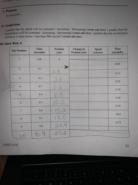 Solved Response Sheet Experiment 114 Accelerated Motion Name | Chegg.com