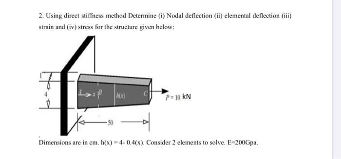 Solved 2. Using direct stiffness method Determine (i) Nodal | Chegg.com