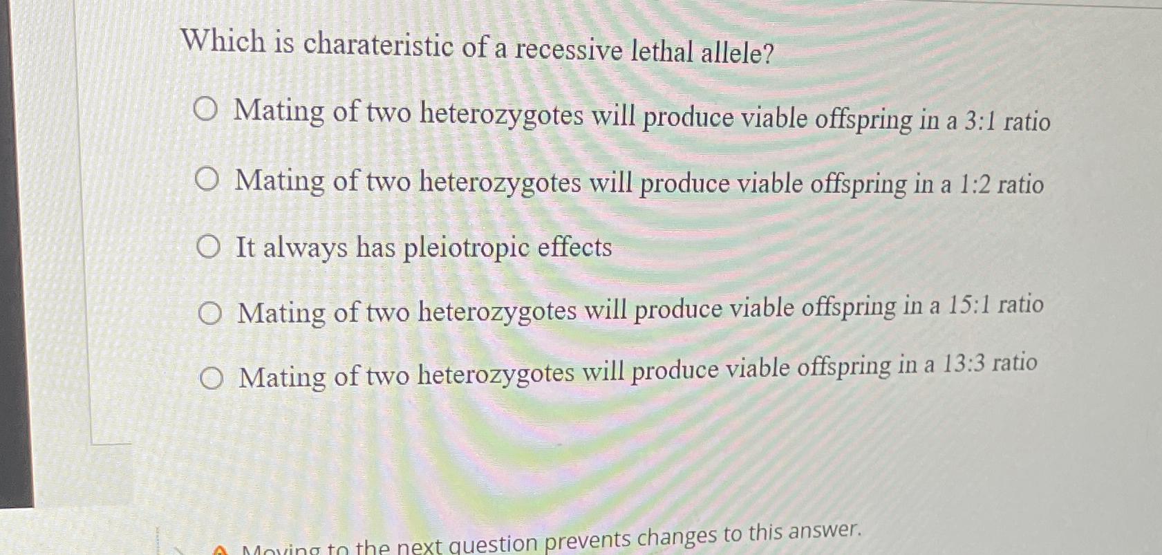 Solved Which is charateristic of a recessive lethal | Chegg.com