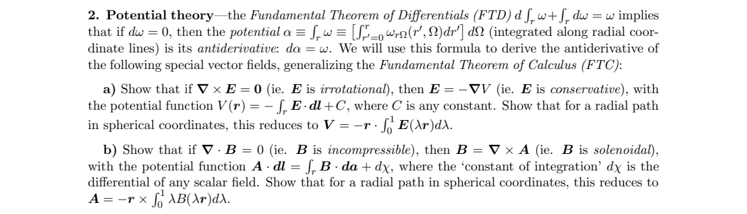 Solved 2. Potential theory - the Fundamental Theorem of | Chegg.com