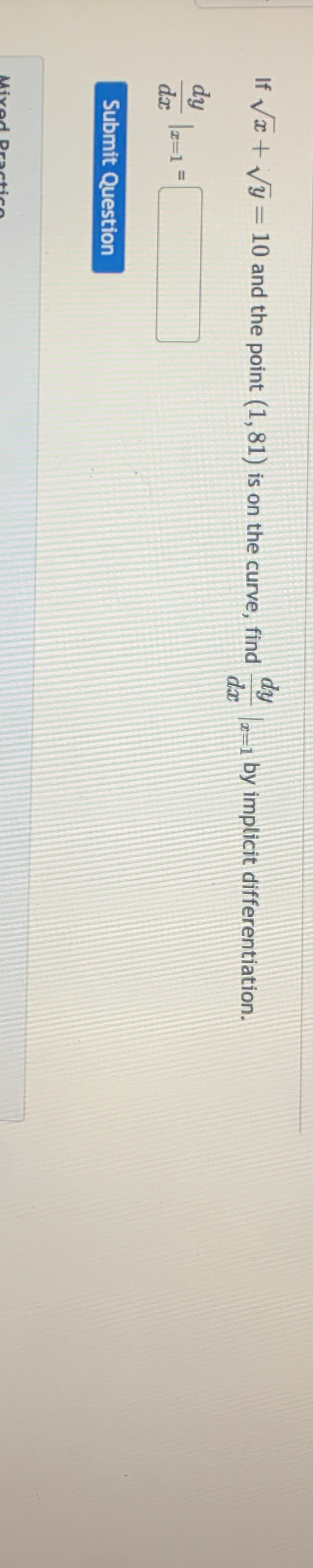 Solved If x2+y2=10 ﻿and the point (1,81) ﻿is on the curve, | Chegg.com