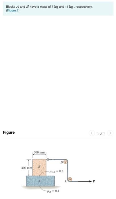 Solved Blocks A and B have a mass of 7 kg and 11 kg, | Chegg.com