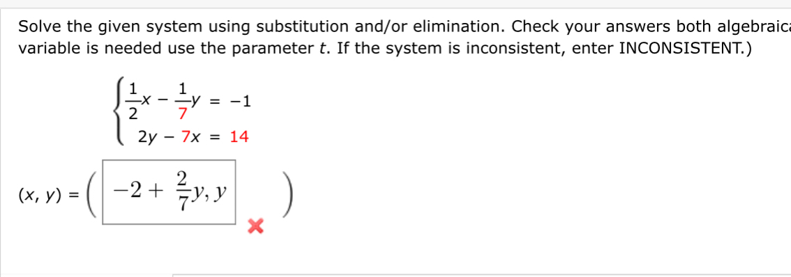 Solved Solve the given system using substitution and/or | Chegg.com