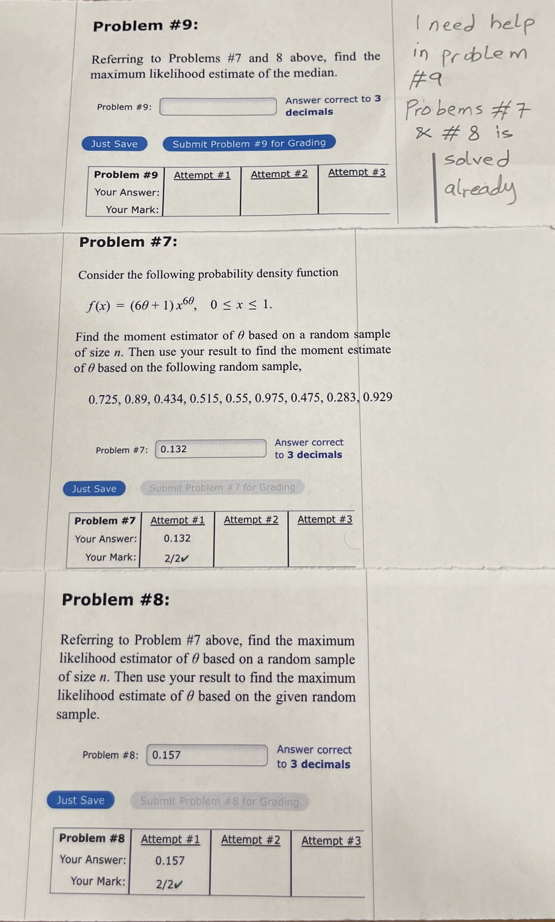 Solved Problem #9:Referring to Problems #7 ﻿and 8 ﻿above, | Chegg.com