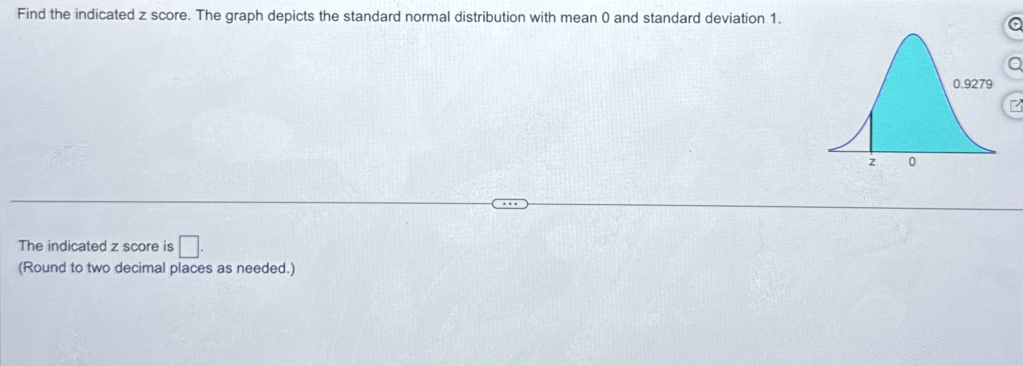Find the indicated z score. The graph depicts the | Chegg.com