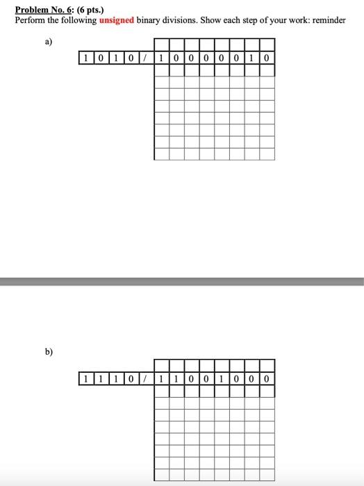 Solved Problem No. 6: (6 pts.) Perform the following | Chegg.com