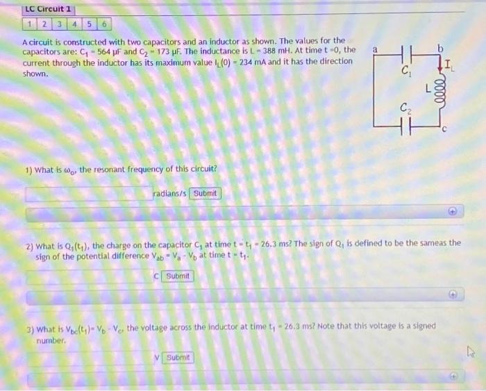 Solved A circuit is constructed with two capacitors and an | Chegg.com
