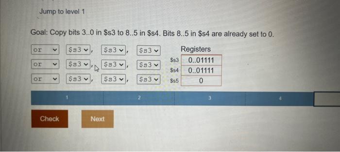 Solved Goal: Copy bits 3..0 in $s3 to 8.5 in $s4. Bits 8.5 | Chegg.com