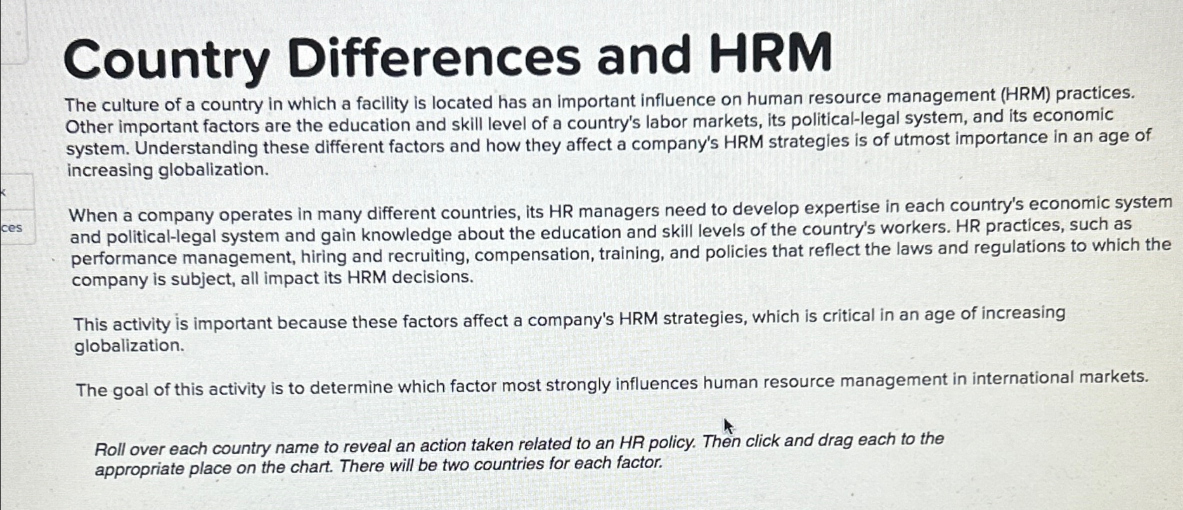 Solved Country Differences and HRMThe culture of a country | Chegg.com