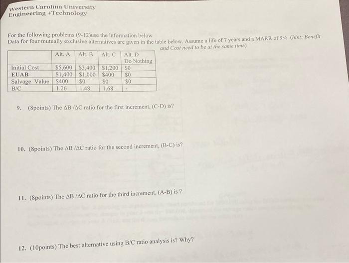 Solved western Carolina University Engineering +Technology | Chegg.com