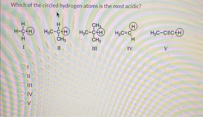 Solved Which of the circled hydrogen atoms is the most | Chegg.com