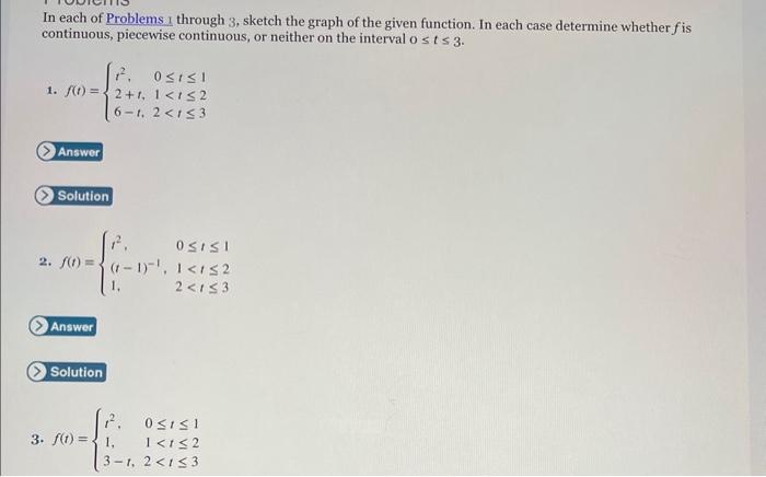 Solved In each of Problems I through 3 , sketch the graph of | Chegg.com
