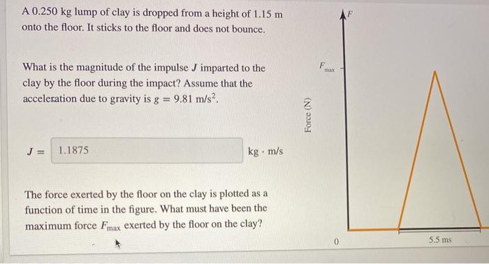 Solved A 0.250 kg lump of clay is dropped from a height of | Chegg.com